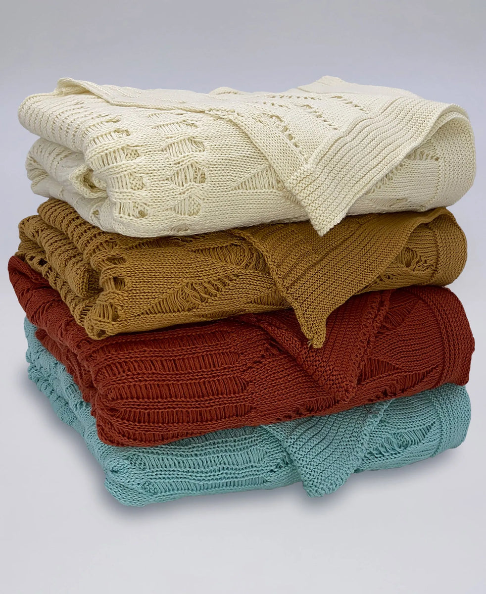 Ivory 50''x70'' 100% Cotton Fishnet Throw Throws – Mod Lifestyles