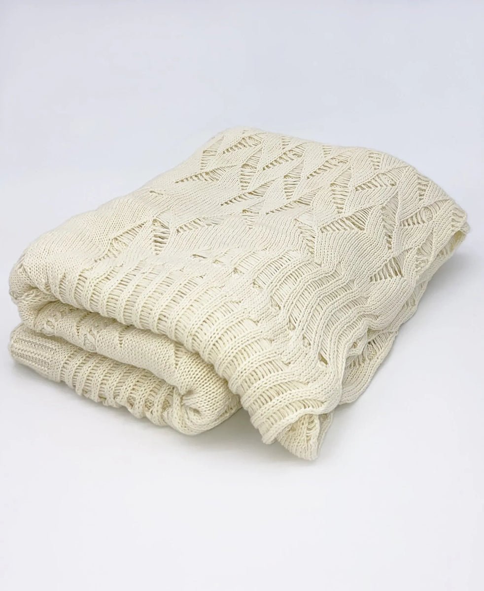 Ivory 50''x70'' 100% Cotton Fishnet Throw Throws – Mod Lifestyles