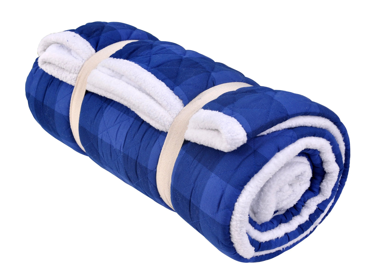 Montana Blue Check Microfiber Quilt Set Sherpa Back home decor - Mod ...